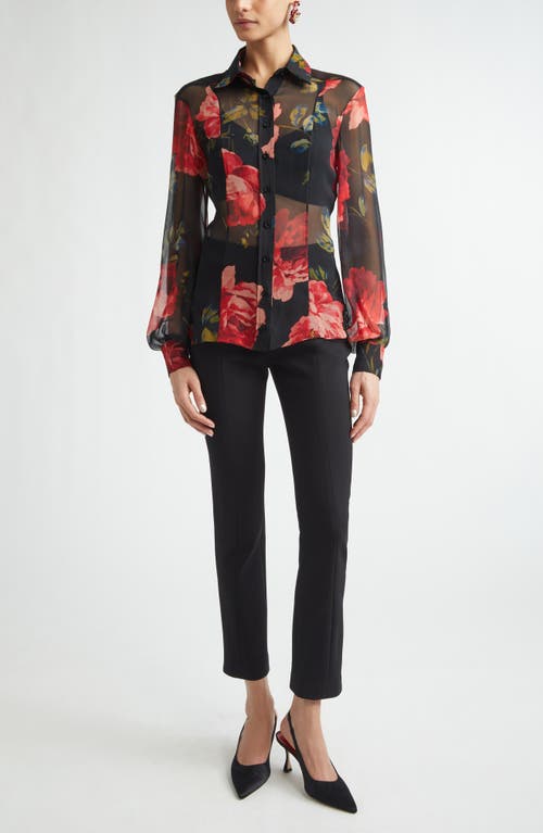 CAROLINA HERRERA Isabella Sheer Silk Chiffon Button-Up Shirt